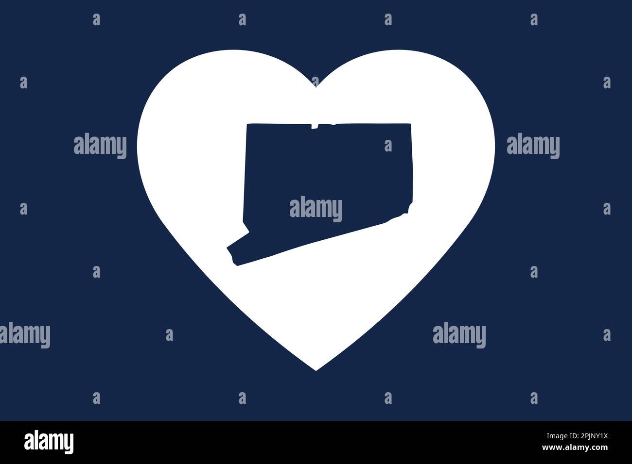 US American state inside the heart shape. Connecticut state. Patriotic ...