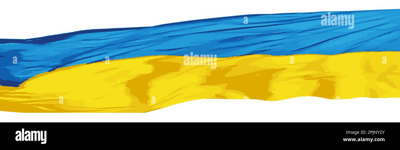 Ukrainian national flag disperses in the wind. Flag of Ukraine on white ...
