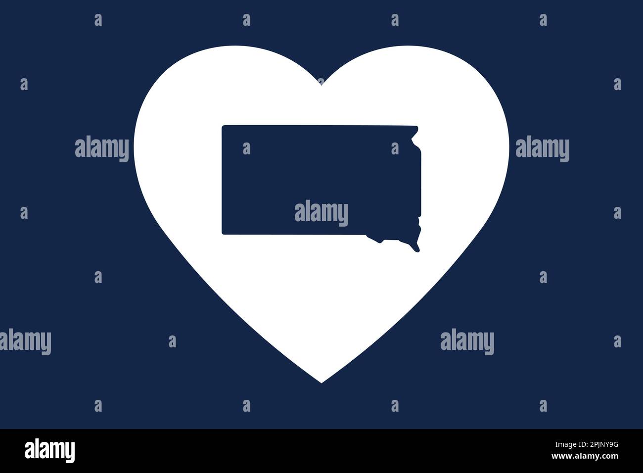 US American state inside the heart shape. South Dakota state. Patriotic ...