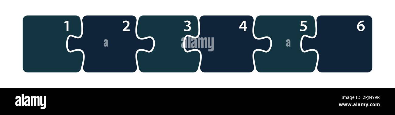 Steps infographics. Puzzle sequence. Six elements of puzzle. Process ...