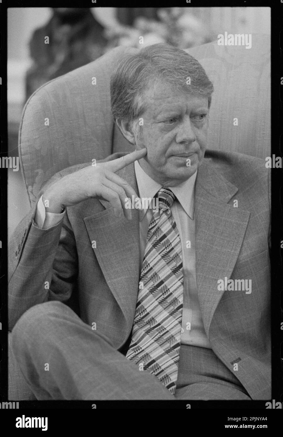 President Jimmy Carter being interviewed, Washington, DC, 5/4/1977 ...