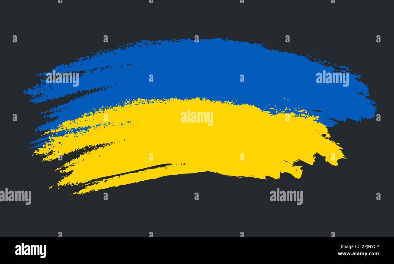 Hand drawn Ukrainian flag. Grunge style flag of Ukraine. National flag ...