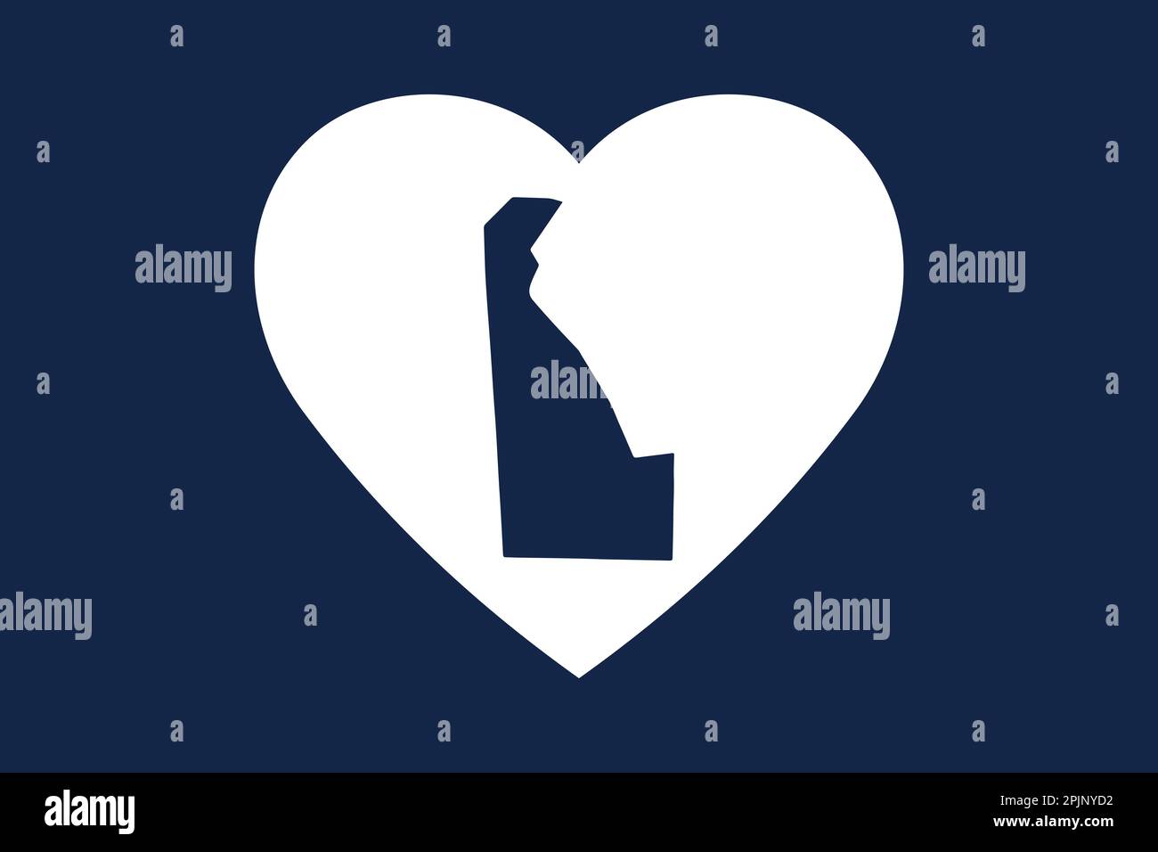 US American state inside the heart shape. Delaware state. Patriotic ...