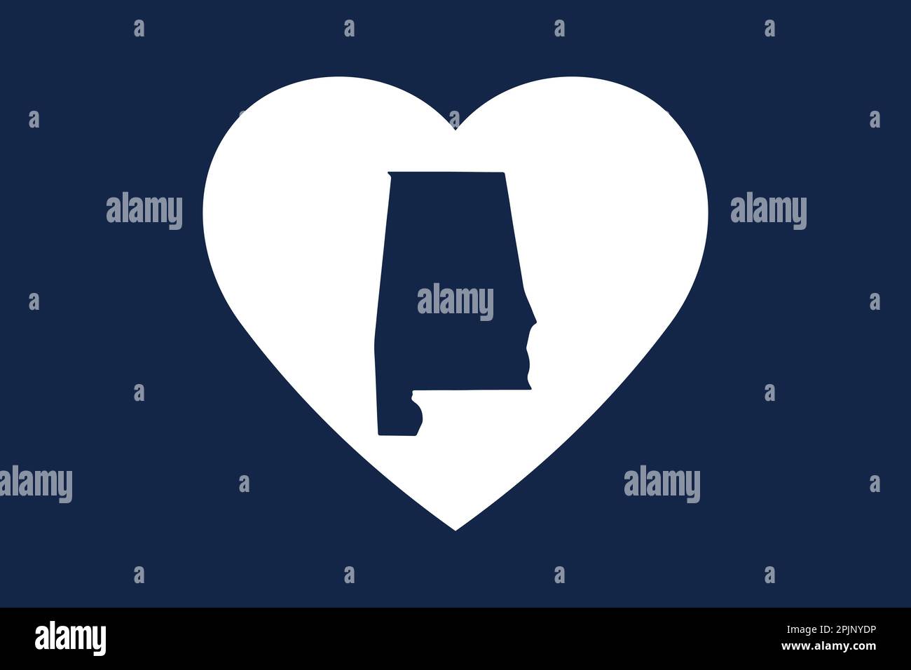 US American state inside the heart shape. Alabama state. Patriotic ...