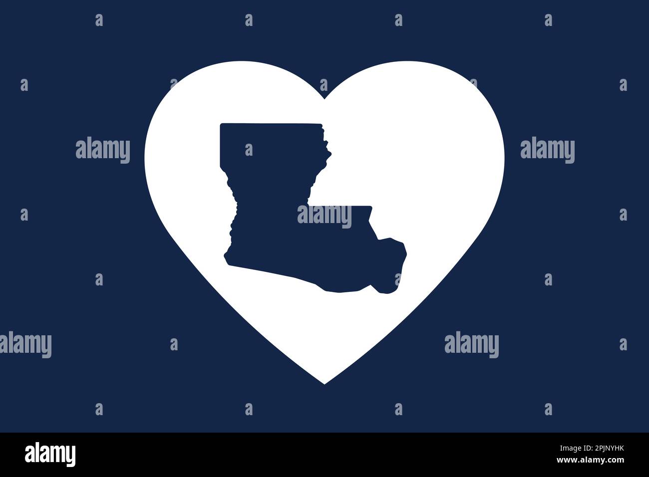 US American state inside the heart shape. Louisiana state. Patriotic ...