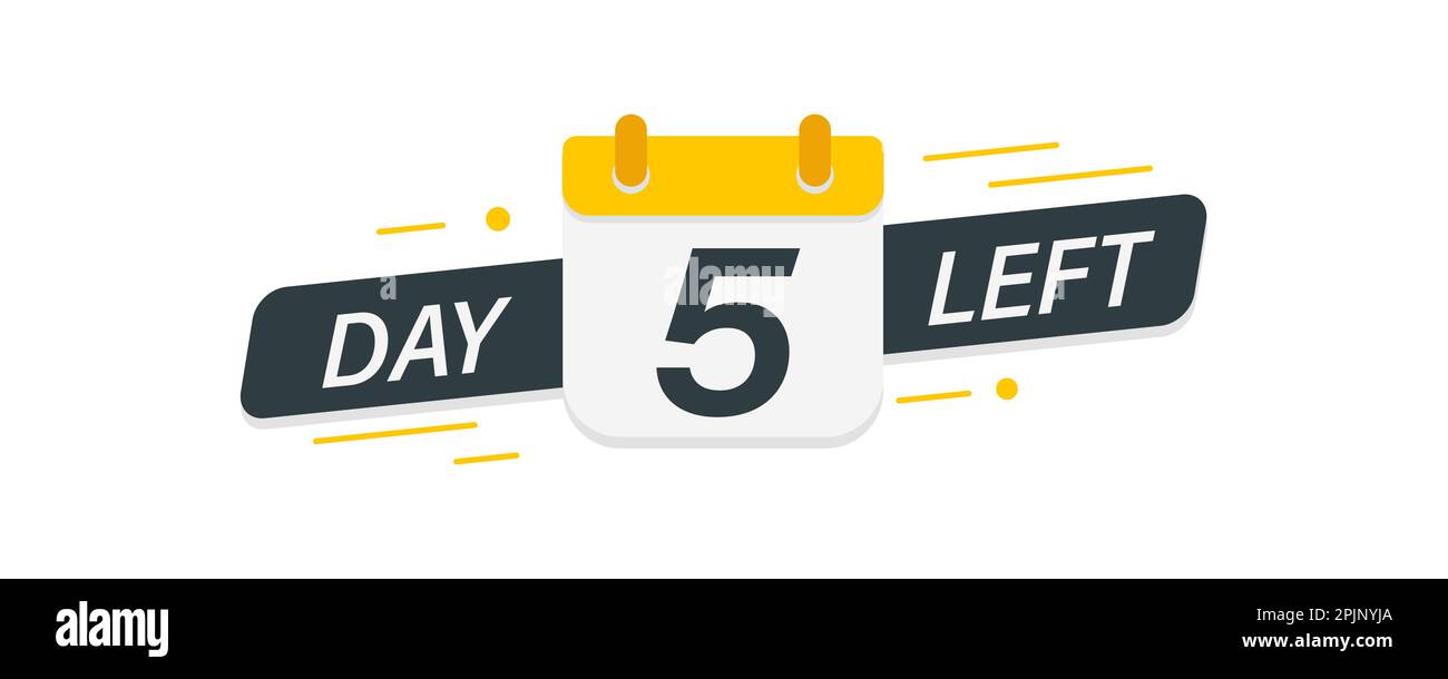 Days countdown banner. Web banner with calendar and 5 day left text ...