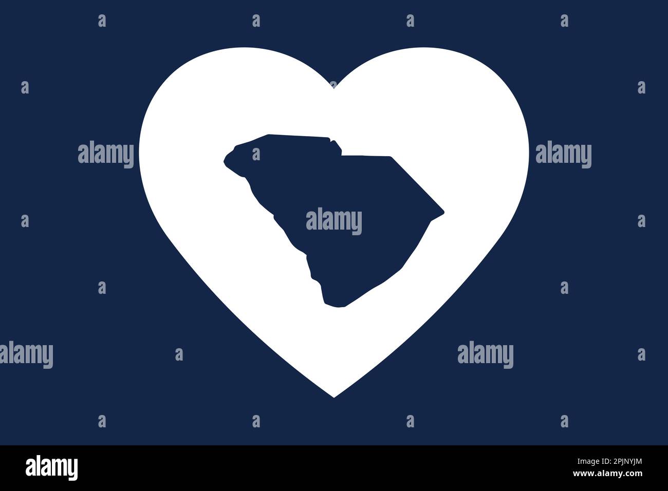 US American state inside the heart shape. South Carolina state ...