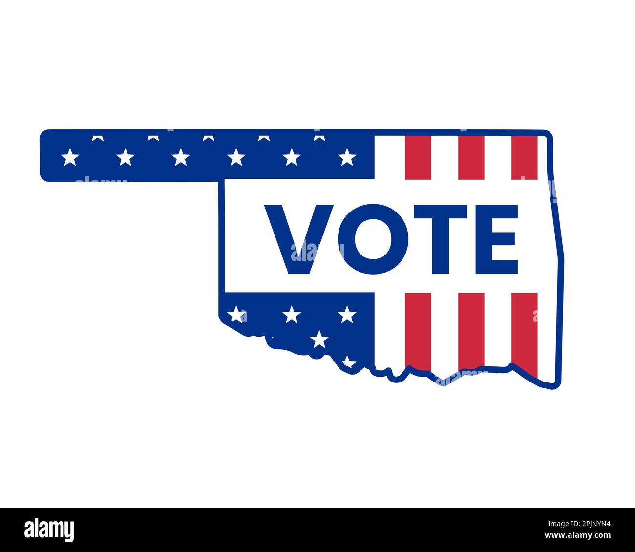 2022 midterm elections vote sticker. Oklahoma state map with vote word ...