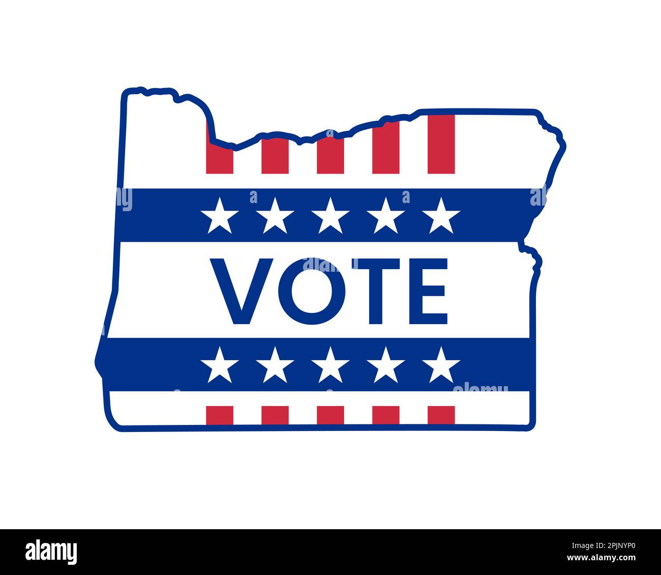 2022 midterm elections vote sticker. Oregon state map with vote word ...