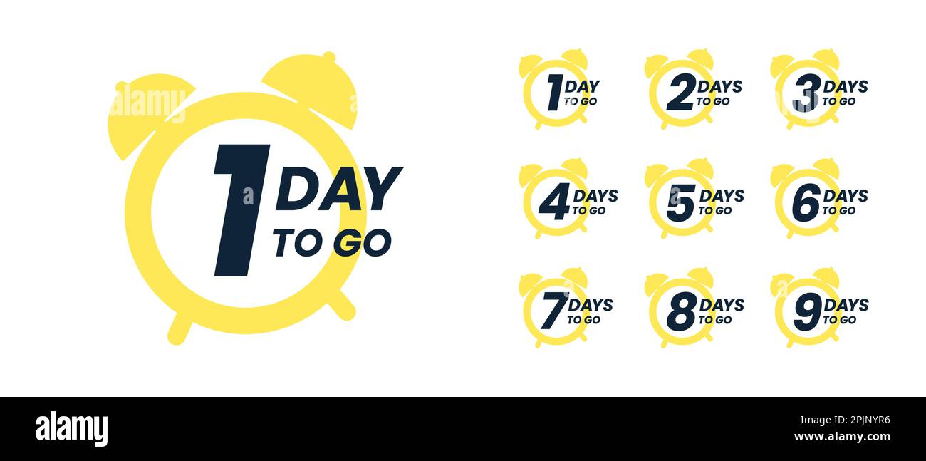 Days countdown banner. Web banner with alarm clock, numbers and days to ...