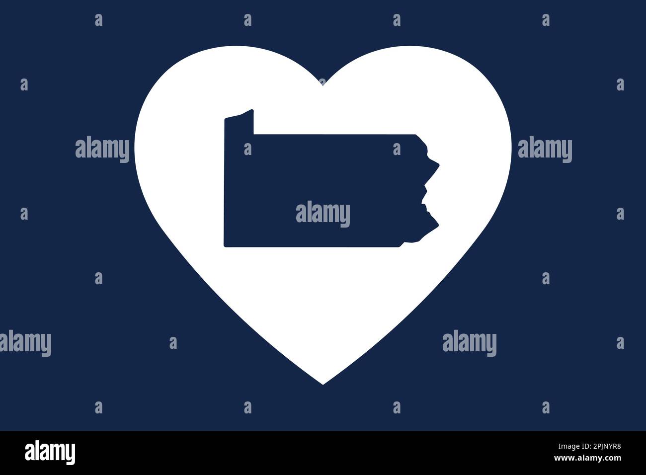 US American state inside the heart shape. Pennsylvania state. Patriotic ...