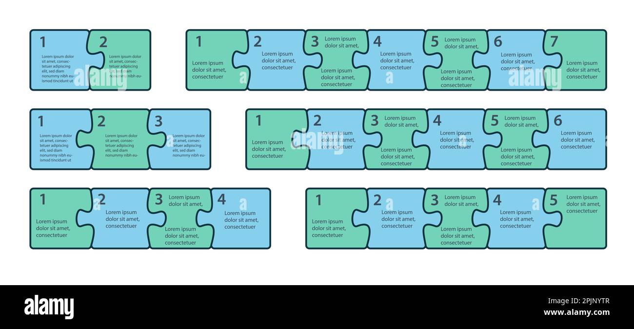 Steps infographics. Outline puzzle pieces. Two, three, four, five, six ... Steps infographics. Outline puzzle pieces. Two, three, four, five, six ...