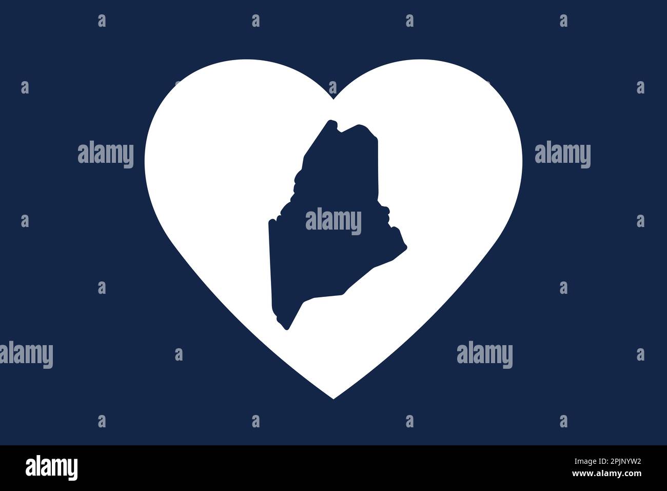 US American state inside the heart shape. Maine state. Patriotic heart ...