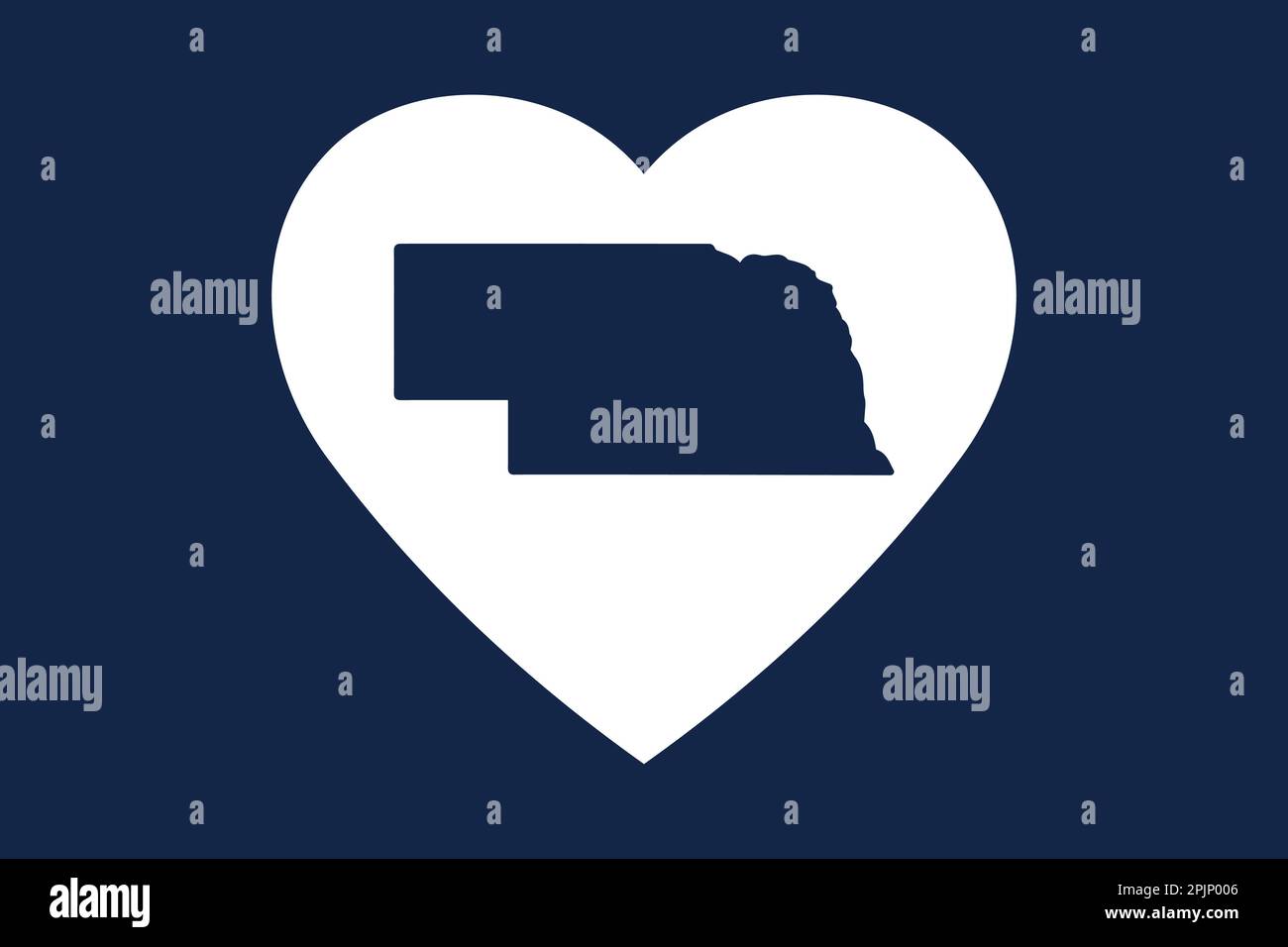 US American state inside the heart shape. Nebraska state. Patriotic ...