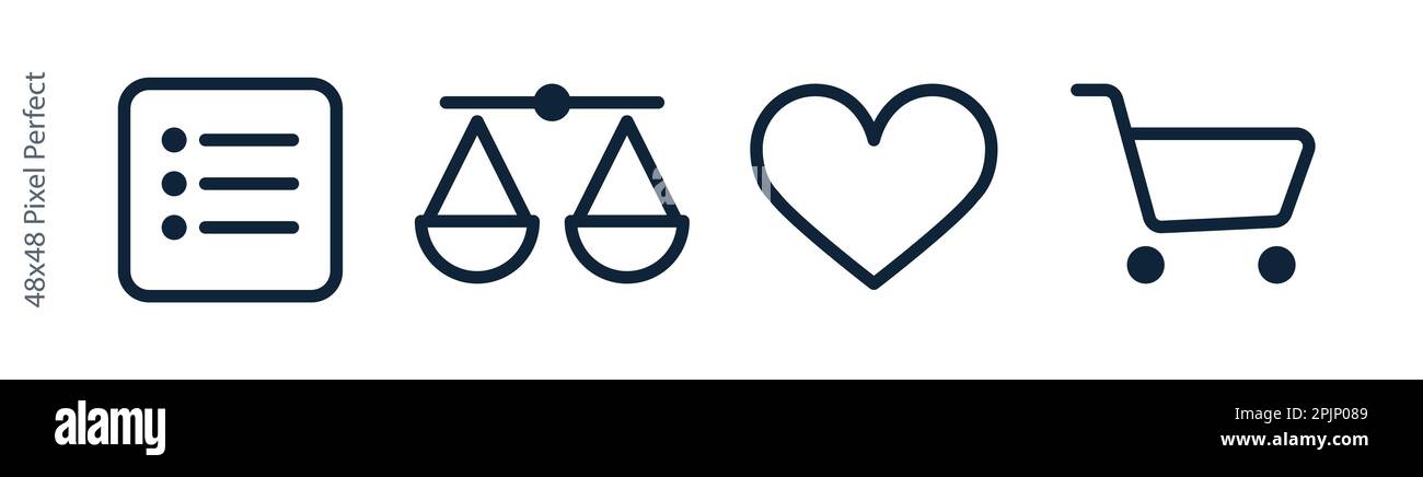 Set of ui icons for internet shop. Compare icon, shopping cart icon ...