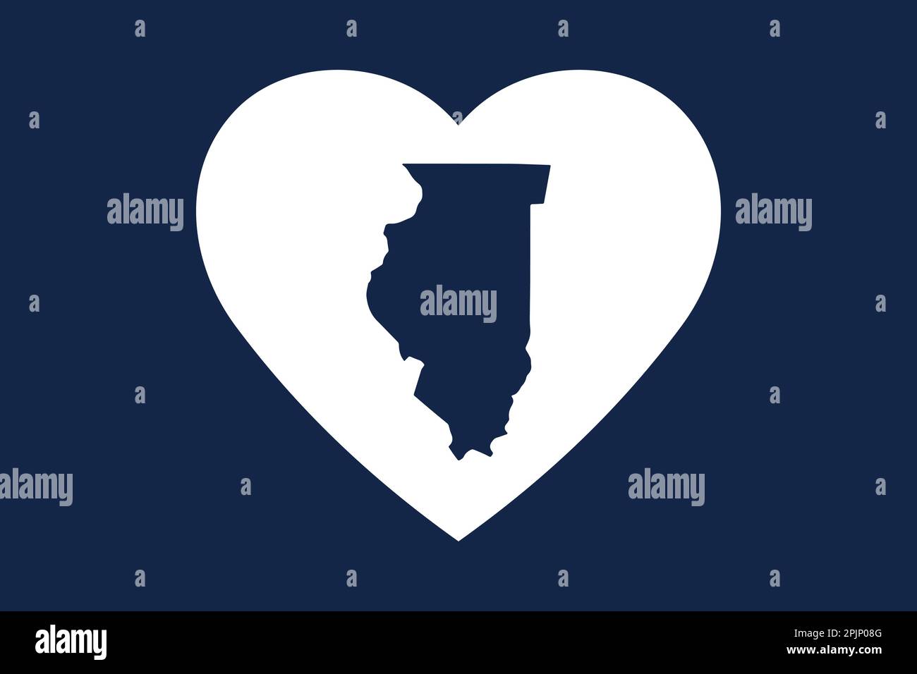 US American state inside the heart shape. Illinois state. Patriotic ...