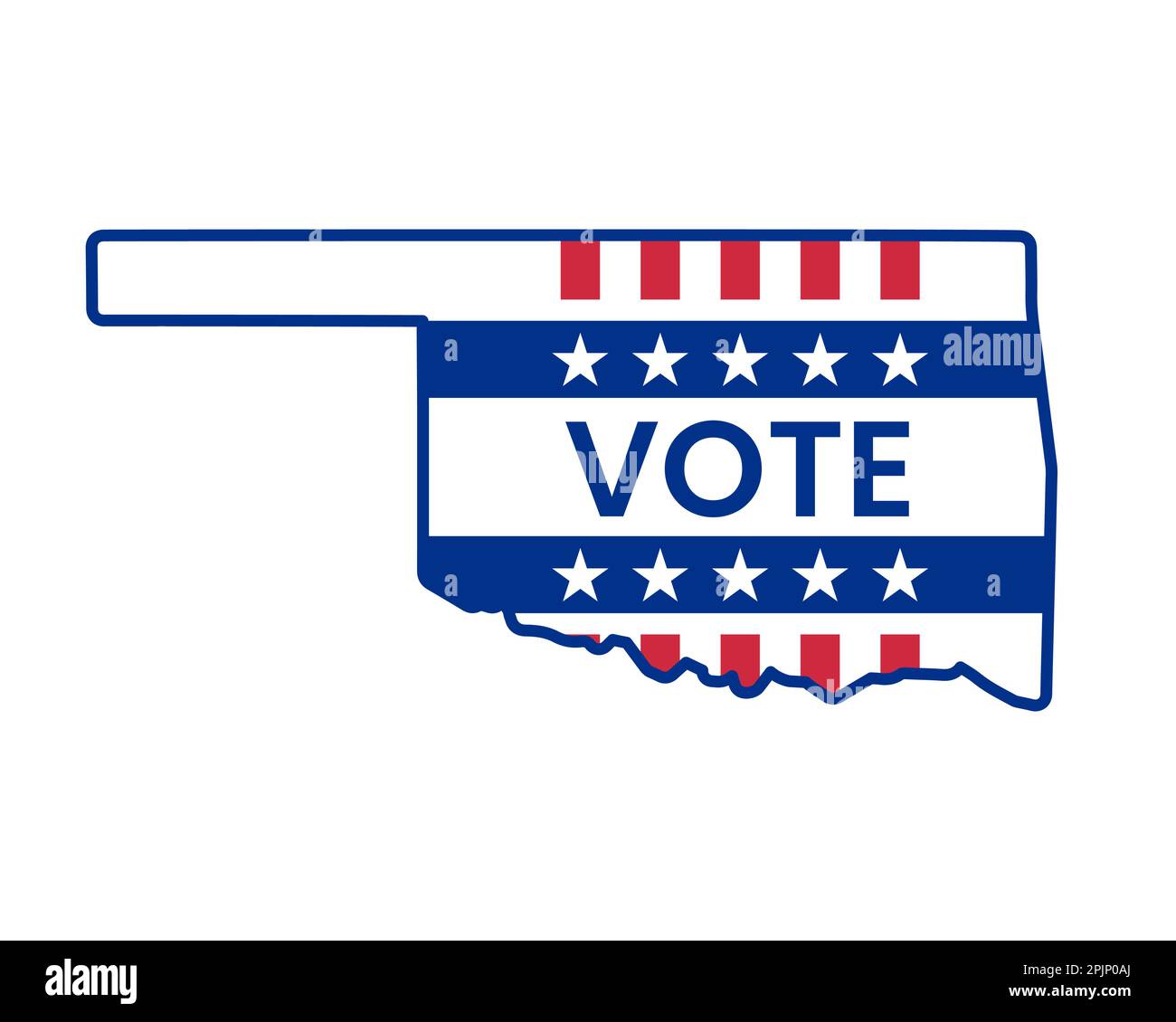 2022 midterm elections vote sticker. Oklahoma state map with vote word ...