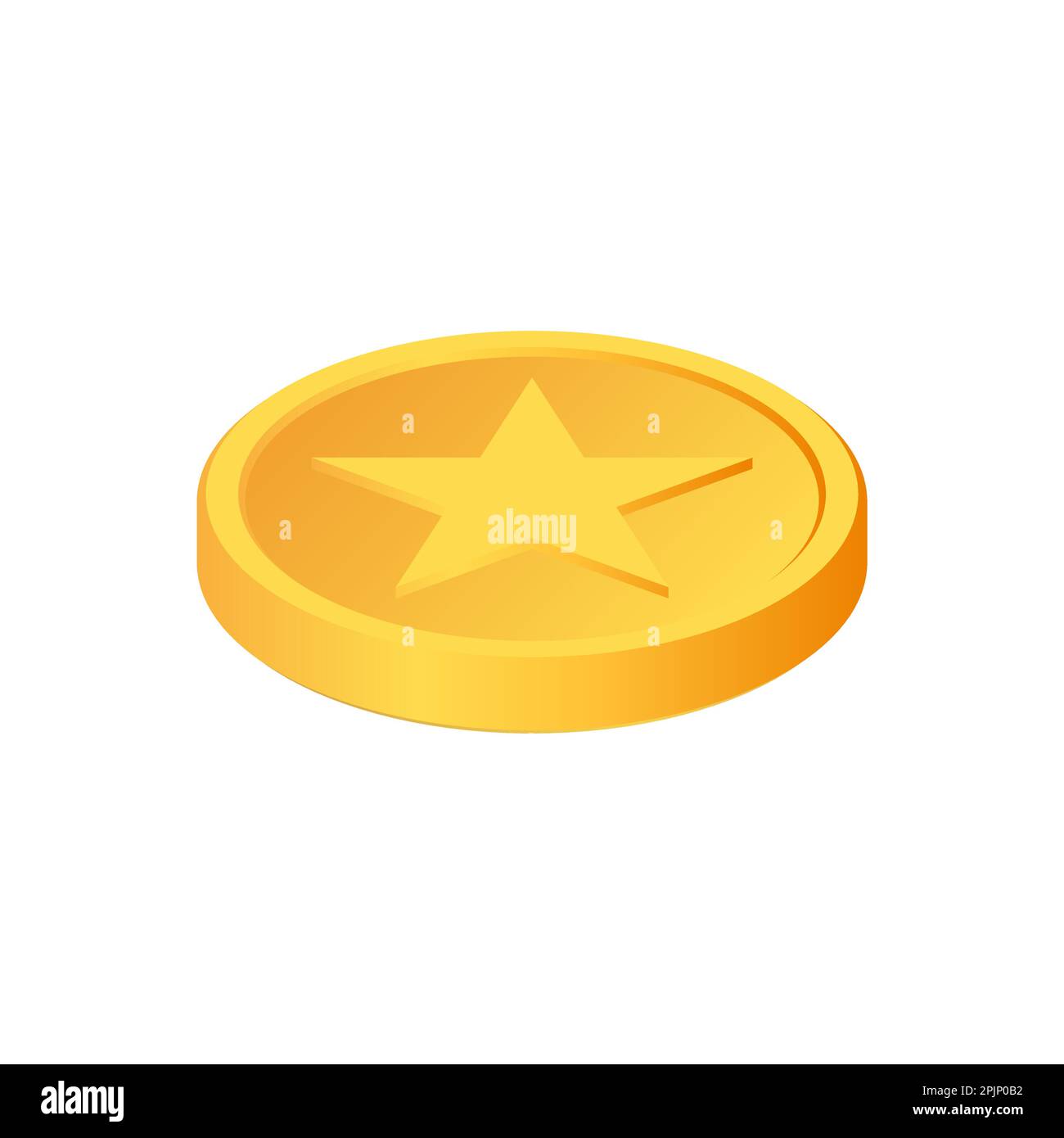 Rotating gold coins with star sign. Award coins. Golden money set ...