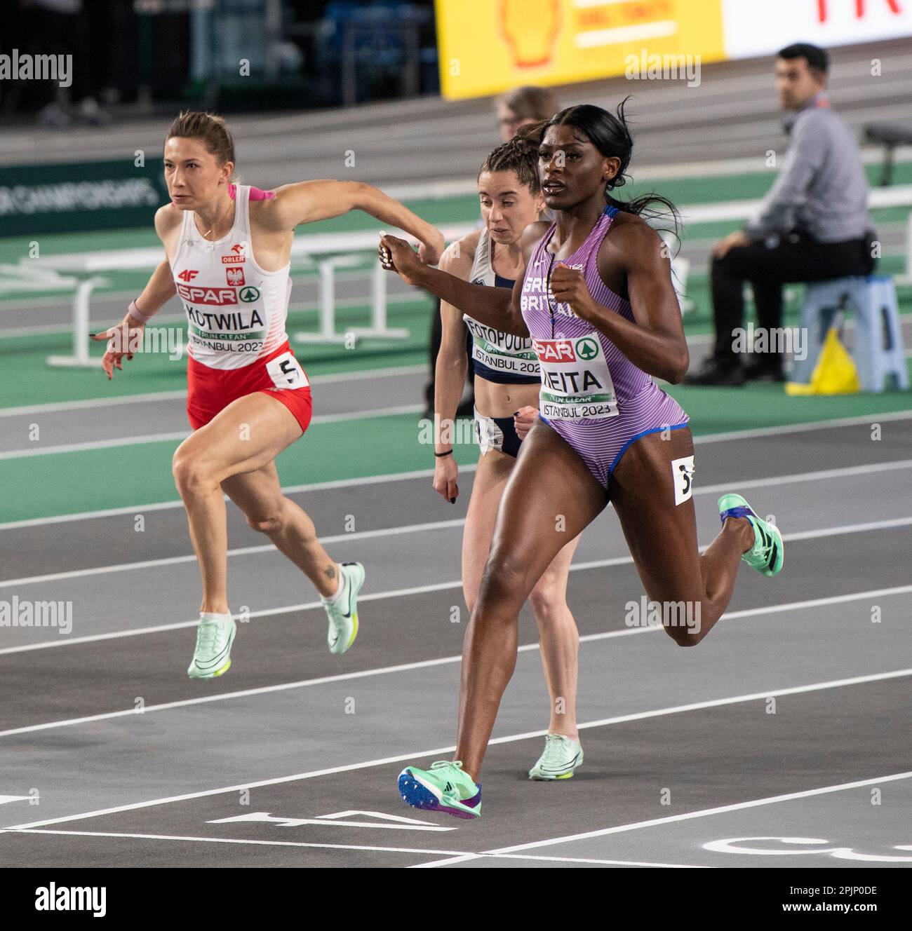 Daryll Neita of Great Britain competing in the women’s 60m heats at the ...