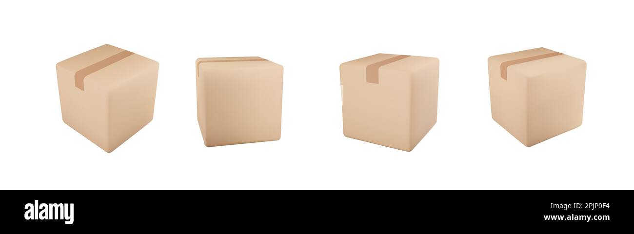 Delivery box set on isolated background. Cardboard or carton realistic ...