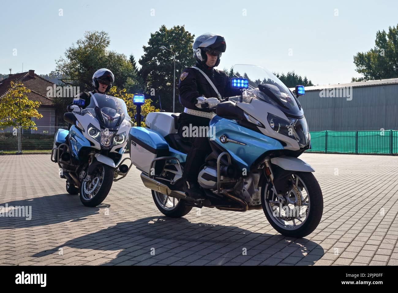 Brno, Czechia - October 08, 2021: Group of police heavy motorcycles ...