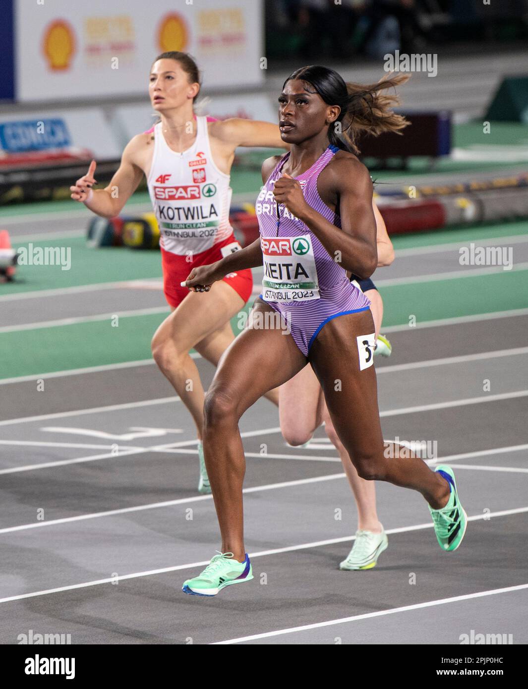 Daryll Neita of Great Britain competing in the women’s 60m heats at the ...