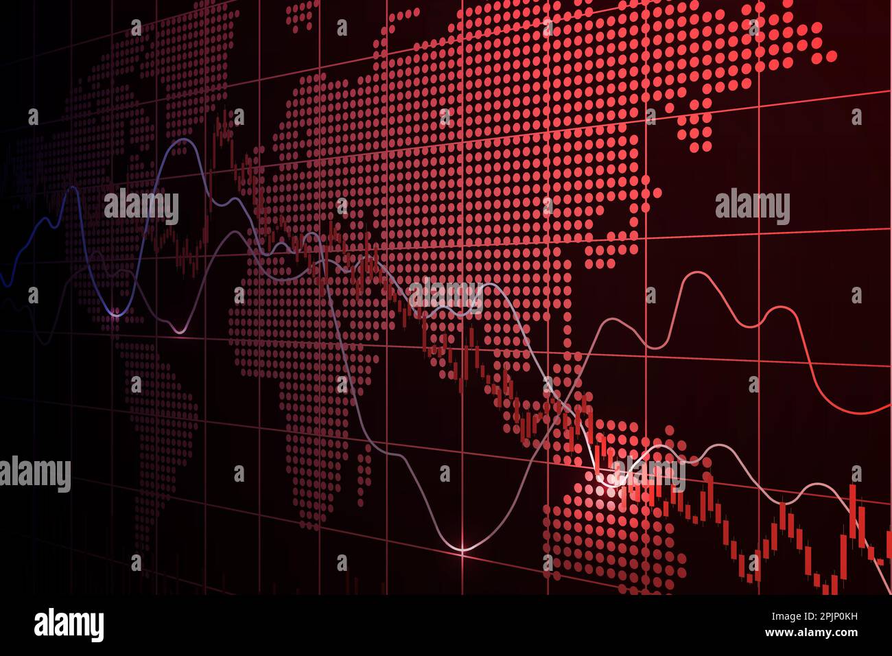 World stock market index fall. Financial crisis. Candlestick chart ...