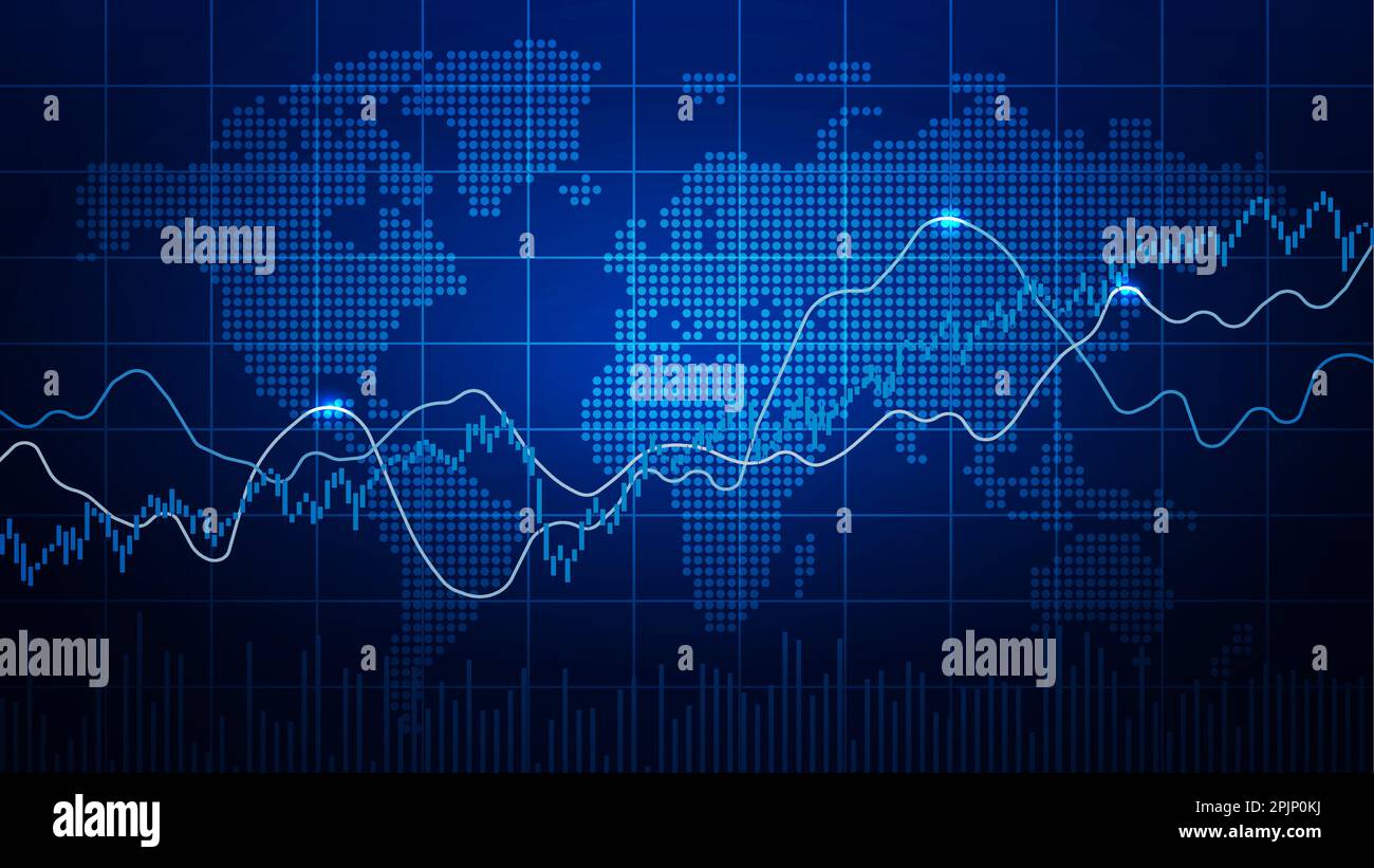 World Stock Market Index Graph Candlestick Chart Line Graph And Bar