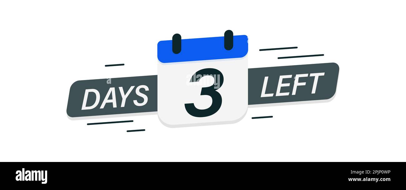 Days countdown banner. Web banner with calendar and 3 day left text ...