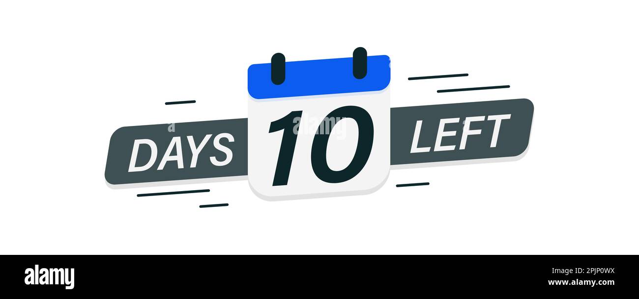 Days countdown banner. Web banner with calendar and 10 day left text ...