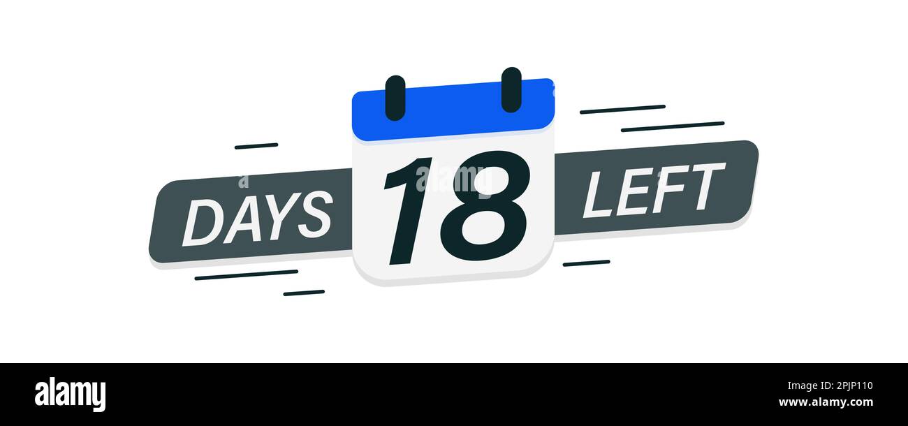 Days countdown banner. Web banner with calendar and 18 day left text ...