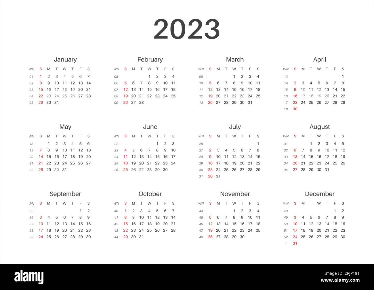 2023 year calendar. Month calendar. a4 horizontal size. Printable ...