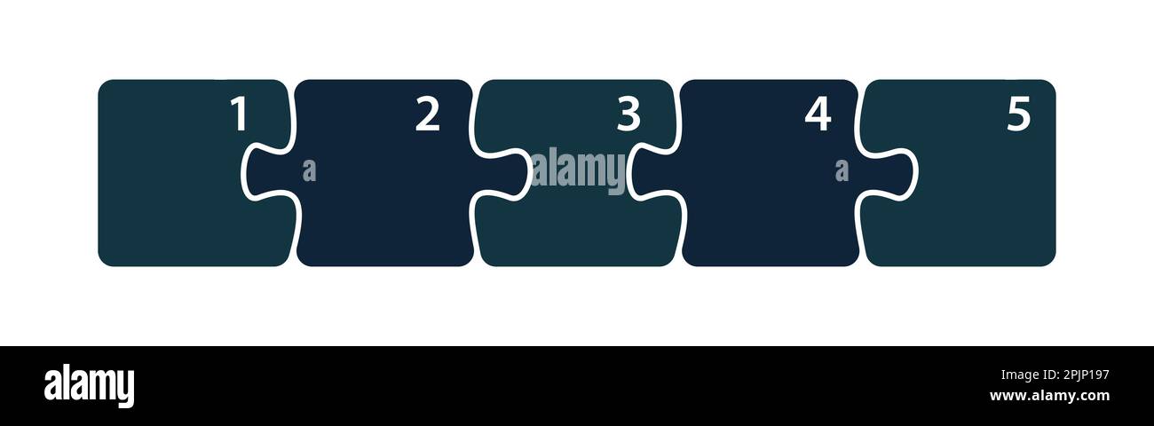 Steps infographics. Puzzle sequence. Five elements of puzzle. Process ...