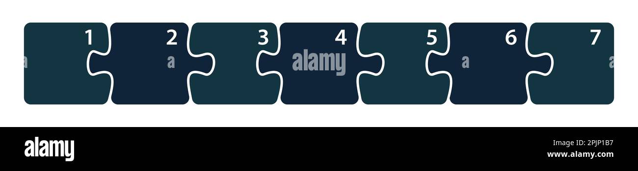 Steps infographics. Puzzle sequence. Seven elements of puzzle. Process ...