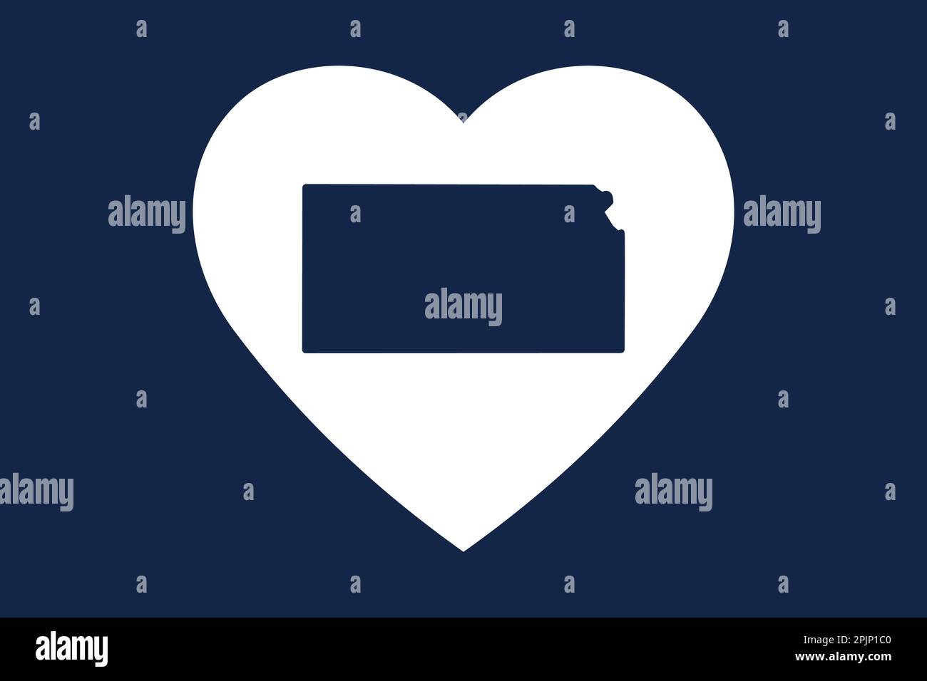 US American state inside the heart shape. Kansas state. Patriotic heart ...