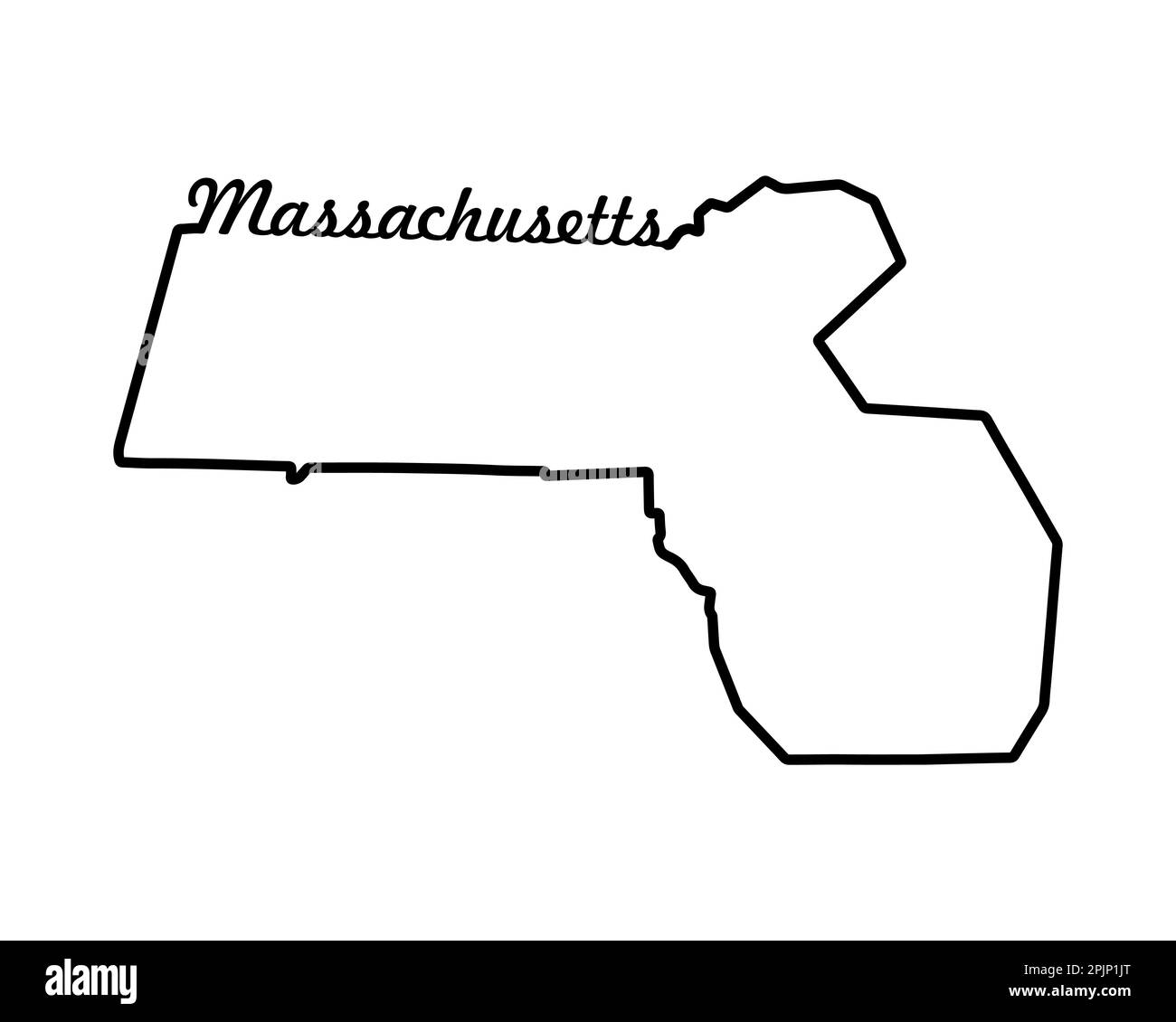 Massachusetts State Map Us State Map Massachusetts Outline Symbol Retro Typography Vector