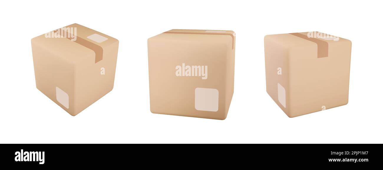 Delivery box set on isolated background. Cardboard or carton realistic ...