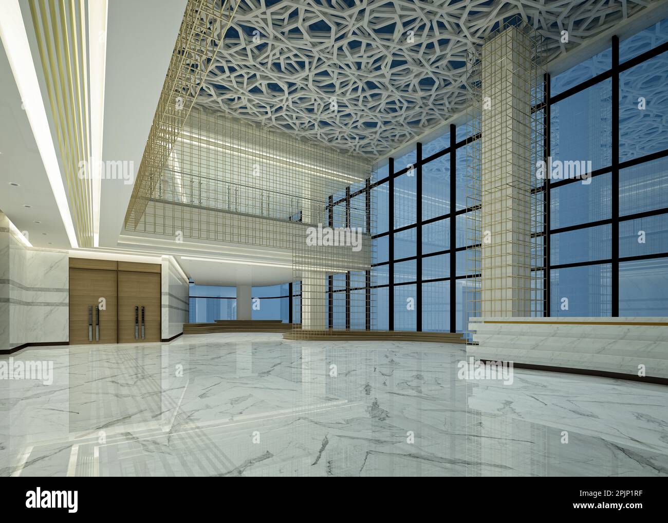 3d render of luxury hotel lobby Stock Photo - Alamy
