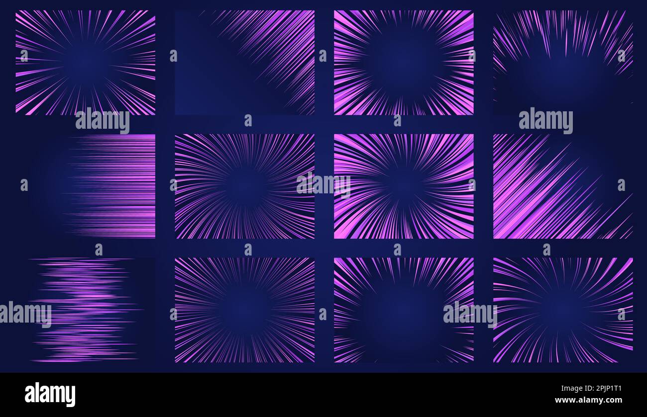 Set of futuristic neon backgrounds. Neon rays. Abstract circular space ...