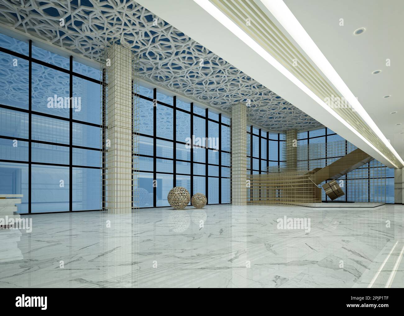 3d render of luxury hotel lobby Stock Photo - Alamy