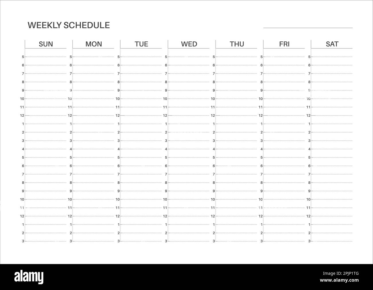 Weekly schedule template. Weekly printable planner. Horizontal A4 size ...
