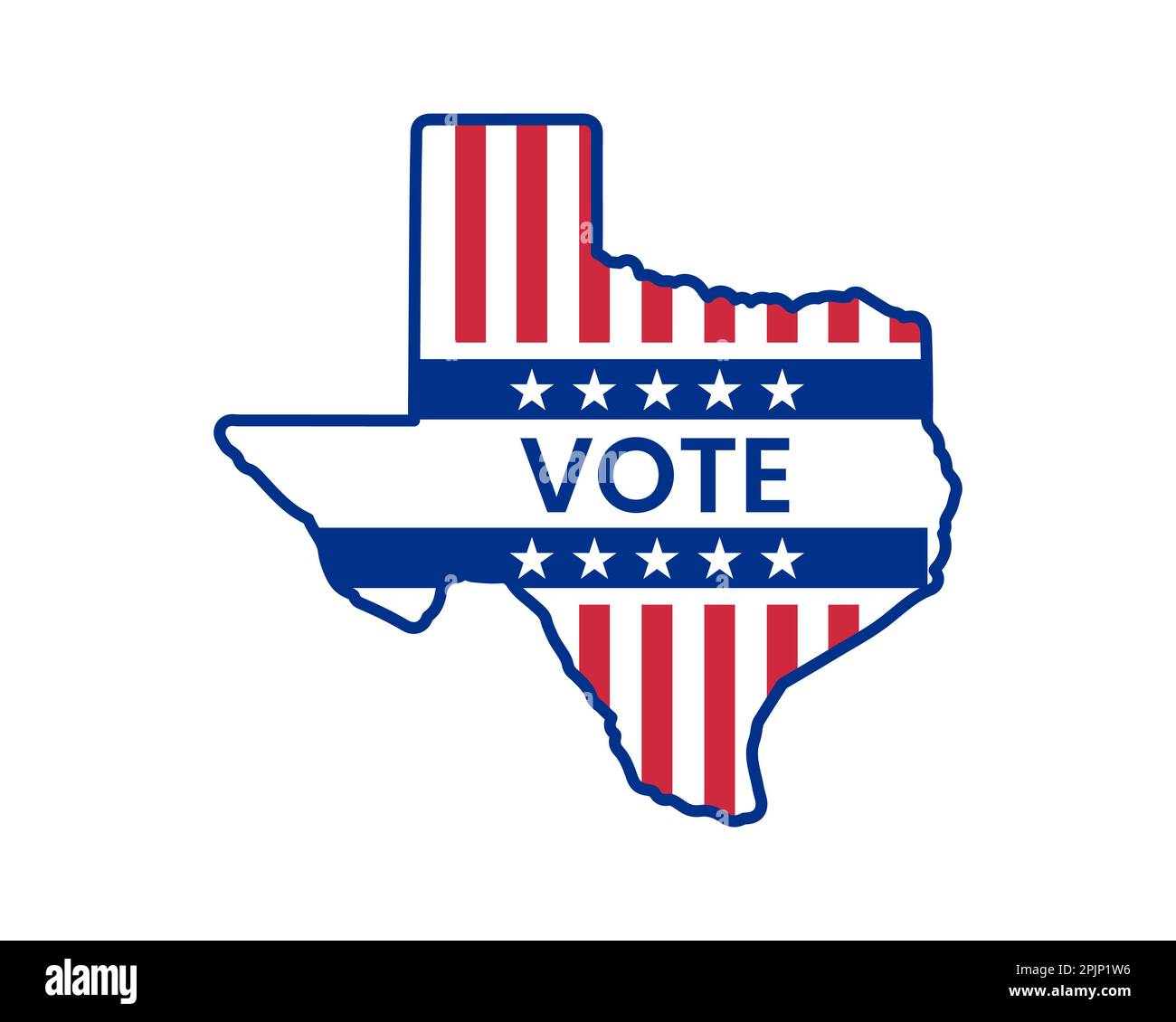 2022 midterm vote sticker. Texas state map with vote word. US state map ...