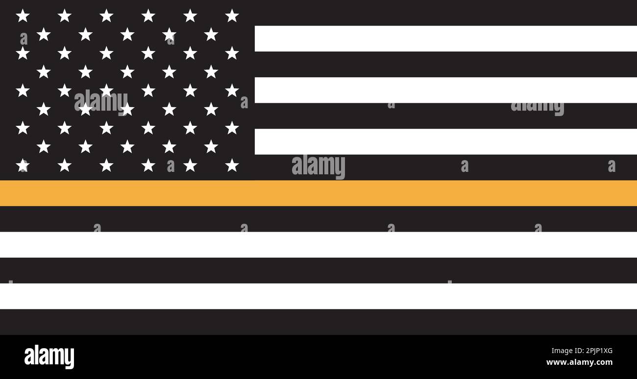 Black and white US Flag with yellow, gold line. US Dispatchers flag ...