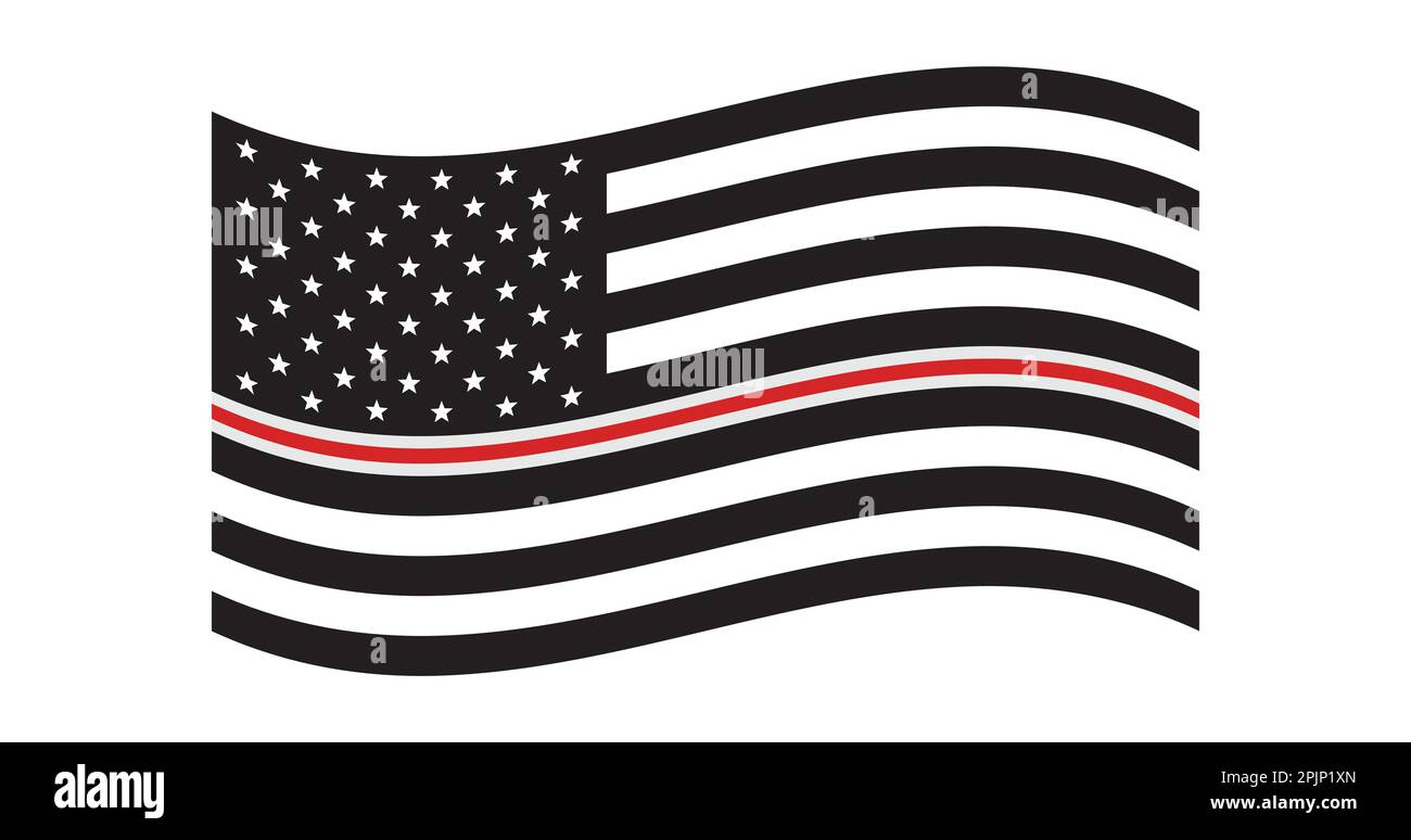 Black and white US Flag with thin red line. US registered nurses flag ...