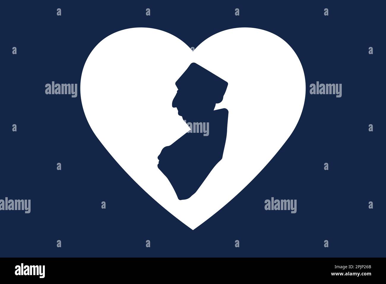 US American state inside the heart shape. New Jersey state. Patriotic ...