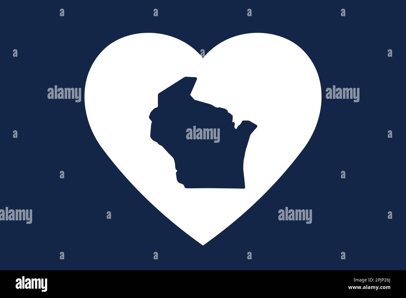 US American state inside the heart shape. Wisconsin state. Patriotic ...