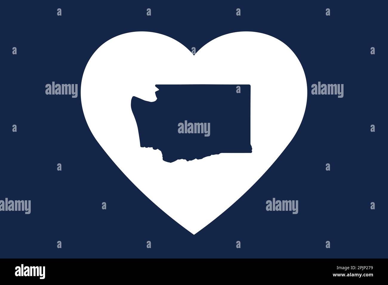 US American state inside the heart shape. Washington state. Patriotic ...