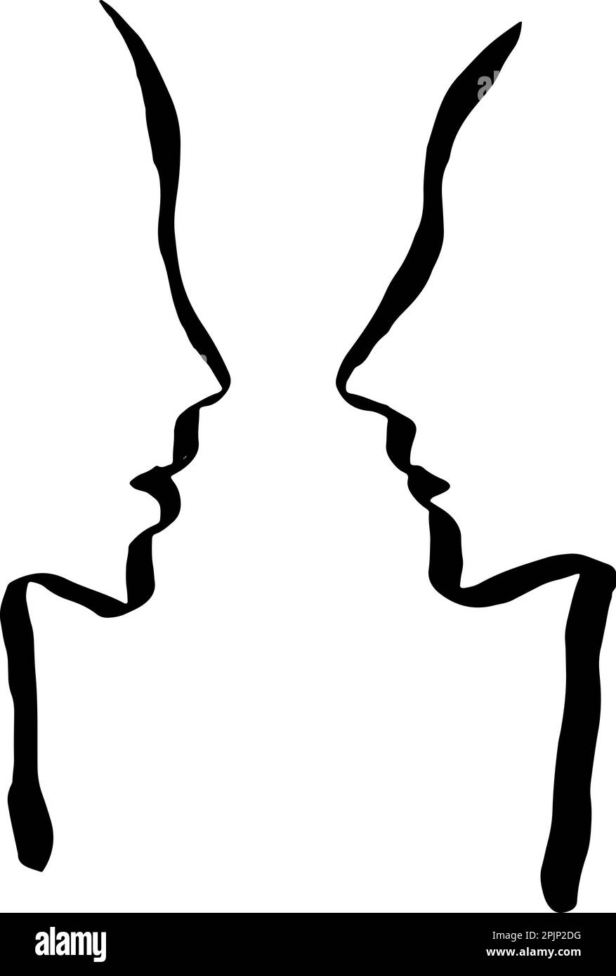 Pair of Brush Contour Profiles of Human Faces Stock Vector Image & Art ...