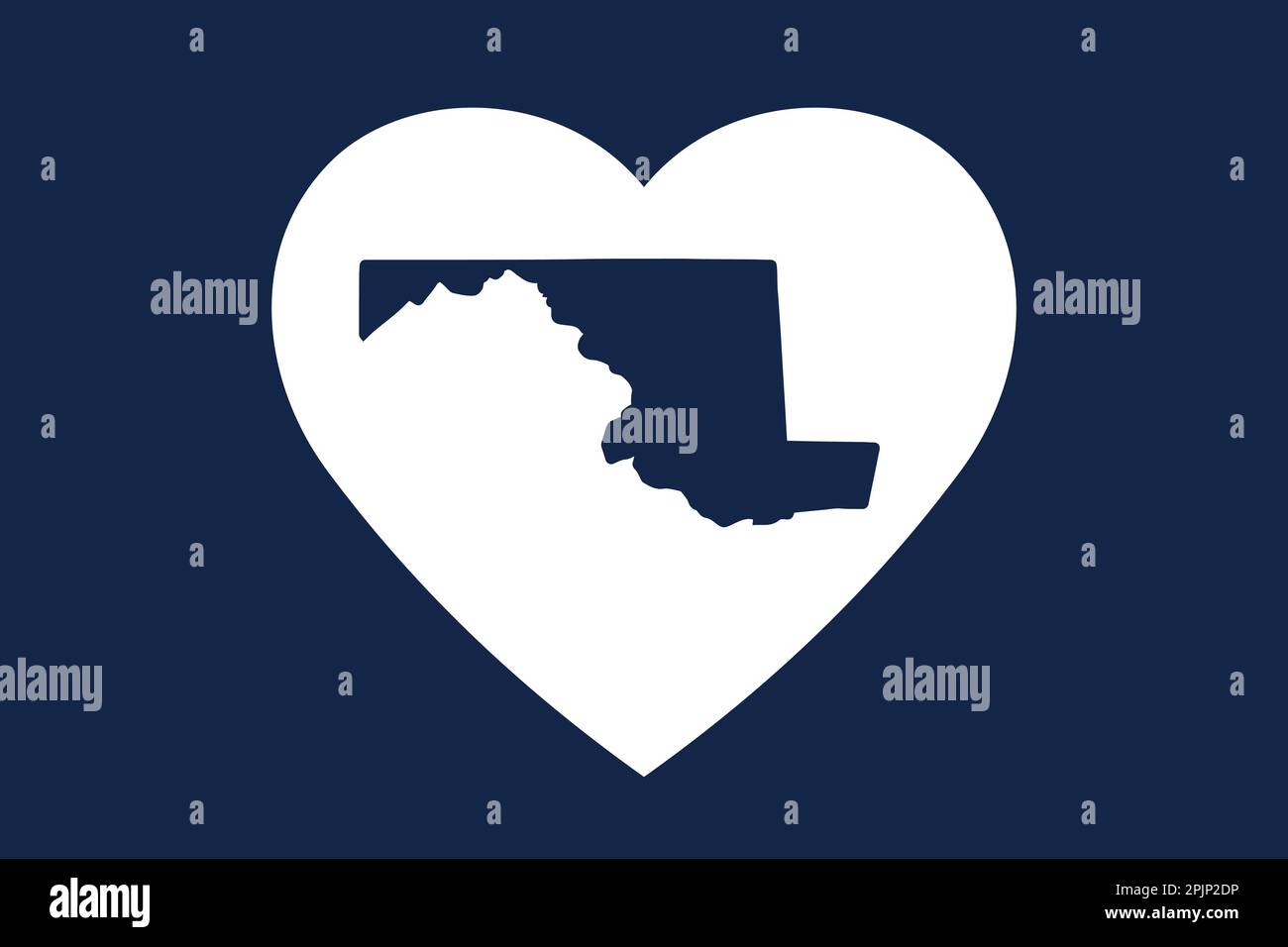 US American state inside the heart shape. Maryland state. Patriotic ...