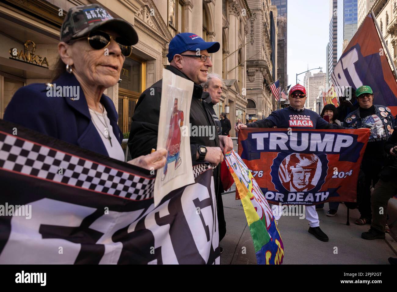Supporters of former President Donald Trump protest outside Trump Tower ...